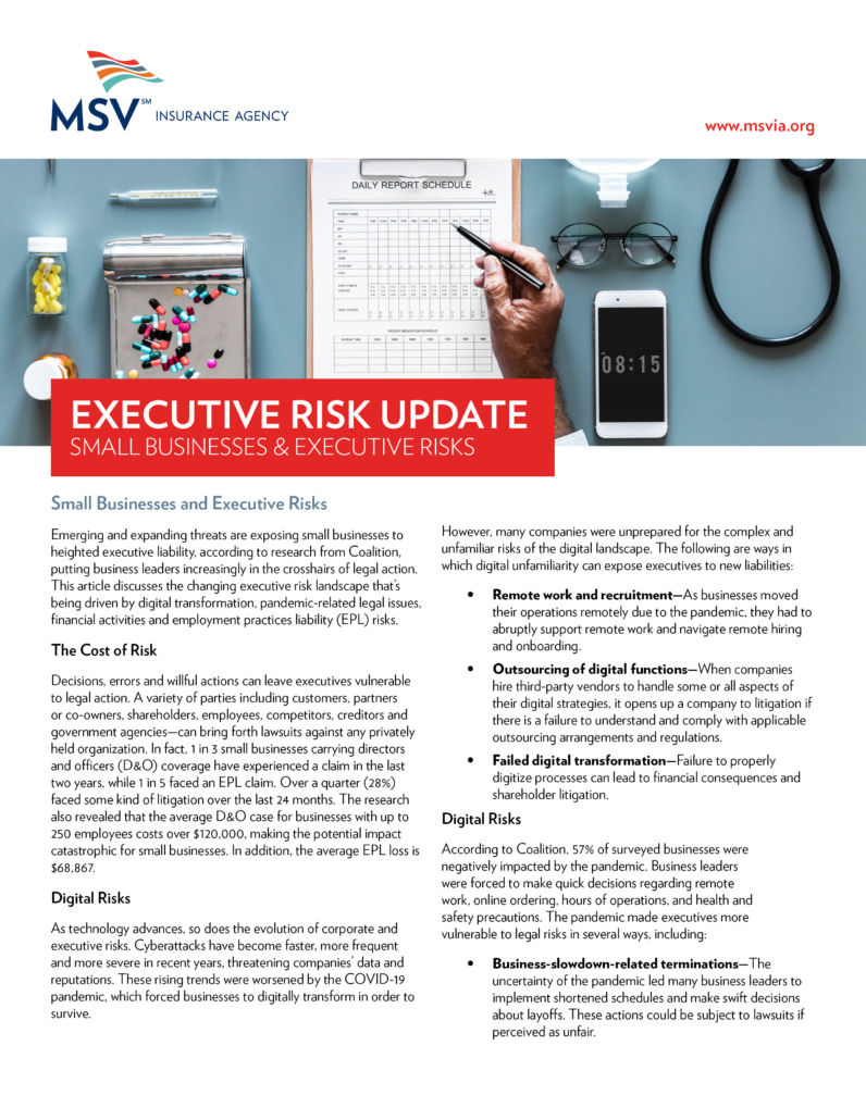 Small Businesses and Executive Risks - MSV Insurance